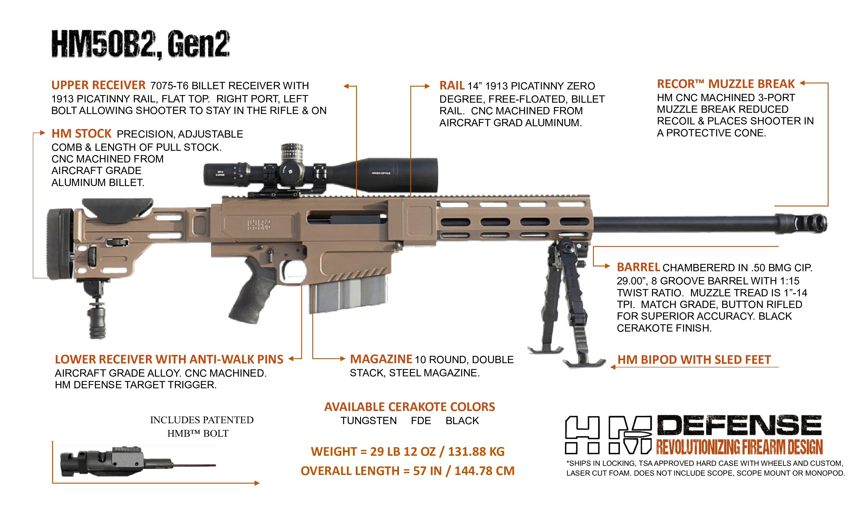 HM50B2 GEN2 50 BMG Blot Action Rifle